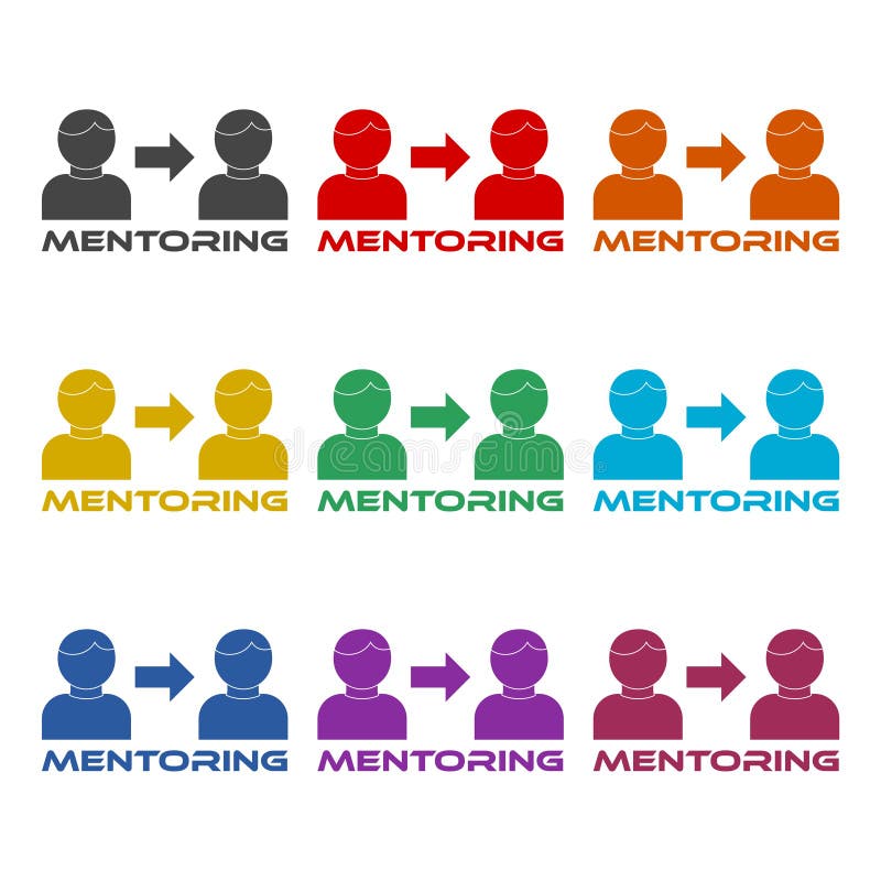 Mentoring icon, color set stock vector. Illustration of leader - 196621523