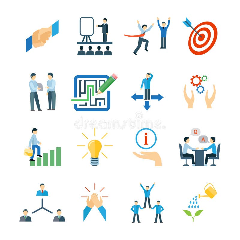Business Coaching Icons Set Stock Vector - Illustration of discussion ...