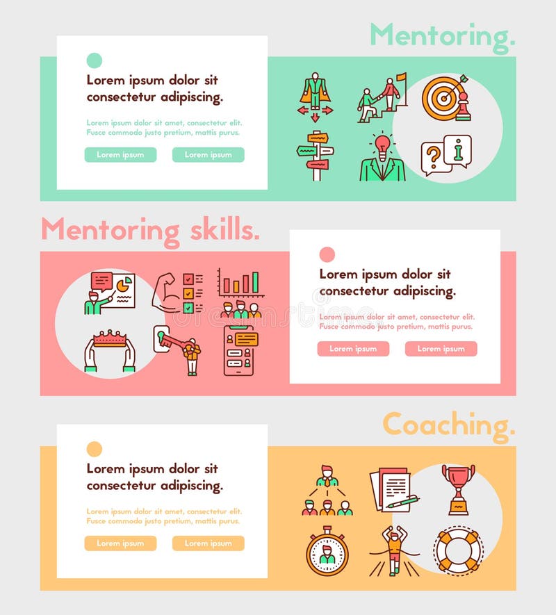 Mentoring Linear Color Icon Set. Coaching, Sport Coach, Mentor and Team ...