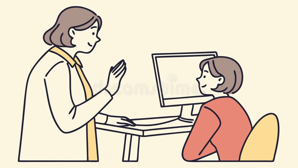 Mentoring Session: Two Women Learning and Collaborating on a Computer ...