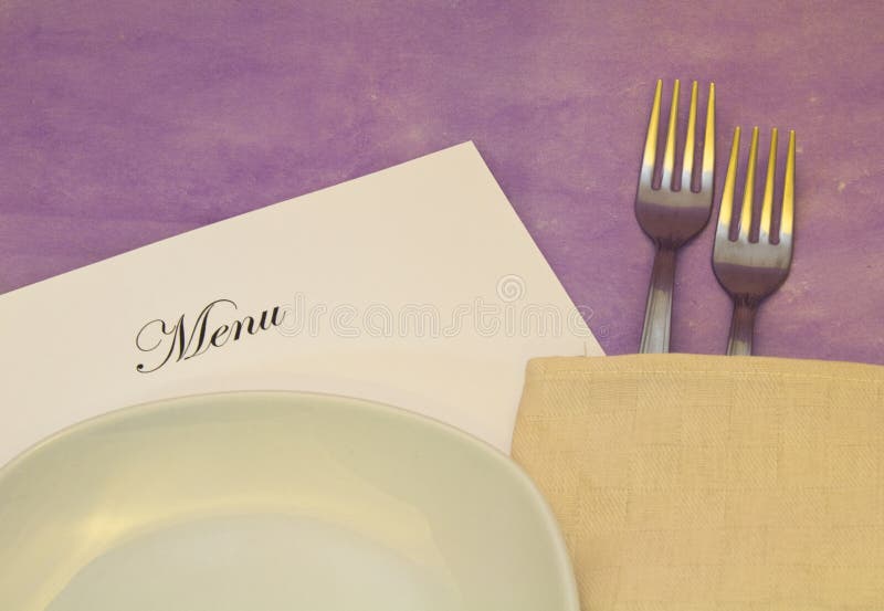 Menu with spoon and fork stock image. Image of dinner - 11590915