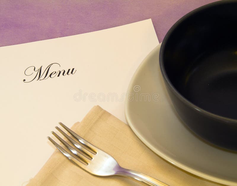 Menu & Cutlery on a Restaurant Table Stock Photo - Image of cutlery ...