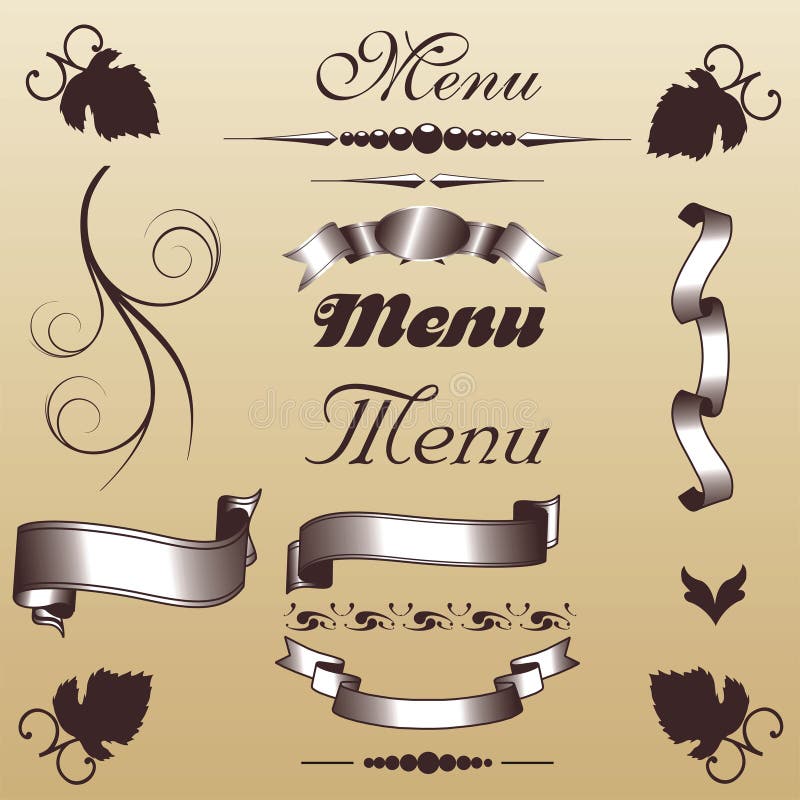 Menu Headlines, Hand Lettering Set (vector) Stock Vector - Illustration ...