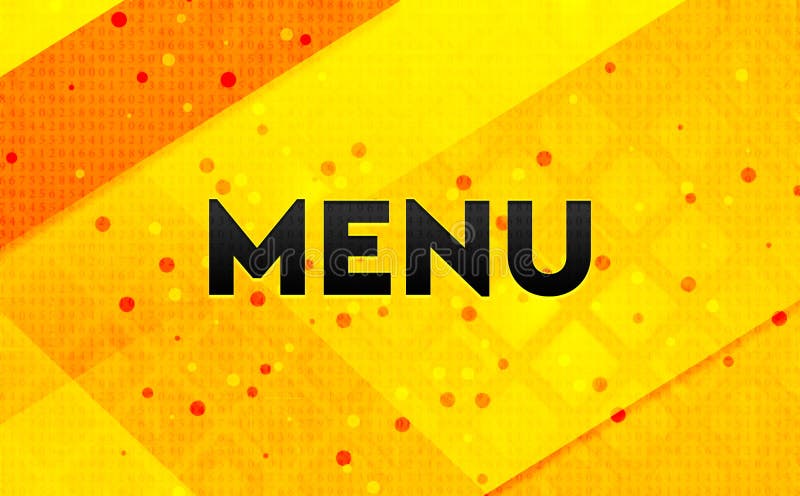 Menu Abstract Digital Banner Yellow Background Stock Illustration ...