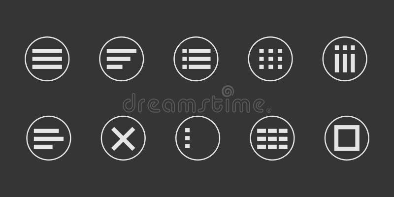 Menu for Apps and Web Hamburger Menu Dropdown in Circle. Set Interface Icons, Popup Bar ...