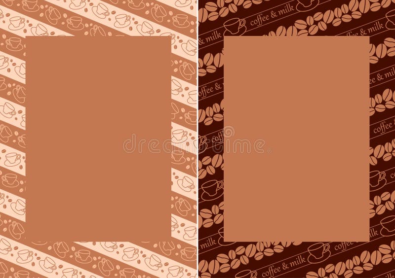 Menu Backgrounds with Coffee Beans and Cups - Vector Light Beige Frames ...