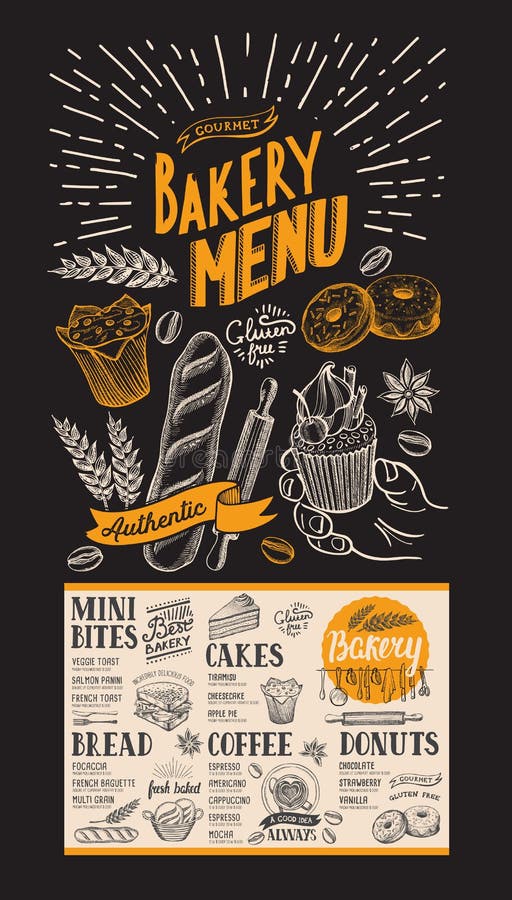 Menu Bakery Restaurant, Food Template Placemat. Stock Vector ...