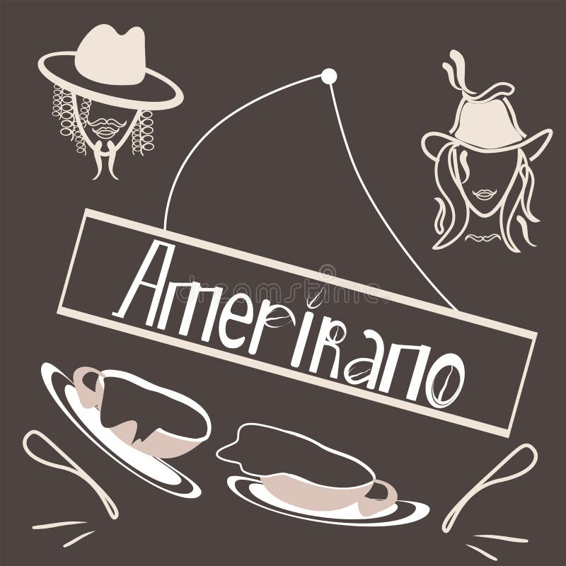 Menu for a Bar with a Cup of Americano Coffee Stock Illustration ...