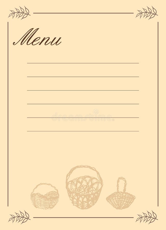 Menu with baskets stock vector. Illustration of organic - 79854577