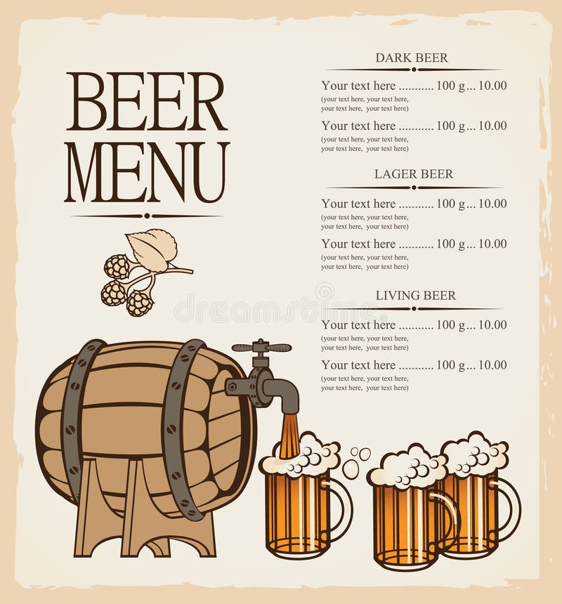 Menu for beer stock vector. Illustration of menu, cold - 28140523
