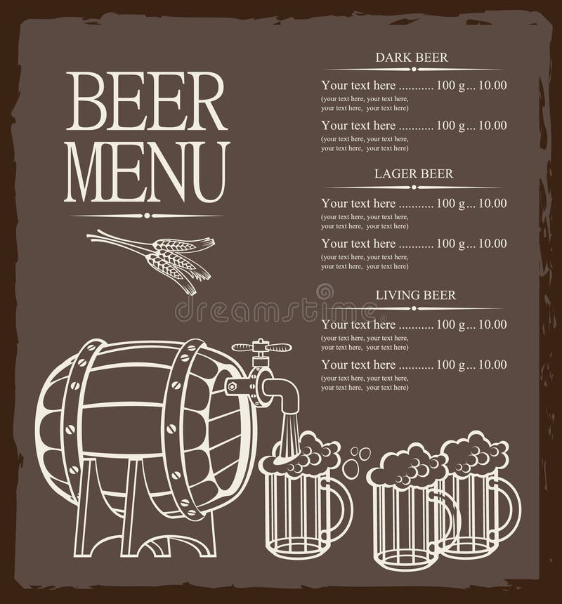 Menu for the beer pub stock vector. Illustration of sign - 83705511