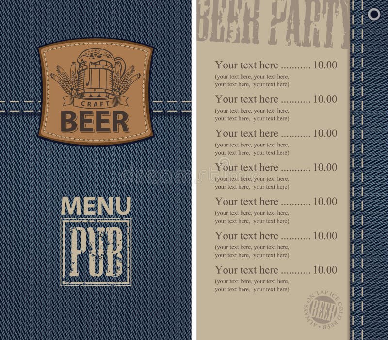 Menu for the beer pub stock vector. Illustration of sign - 83705511