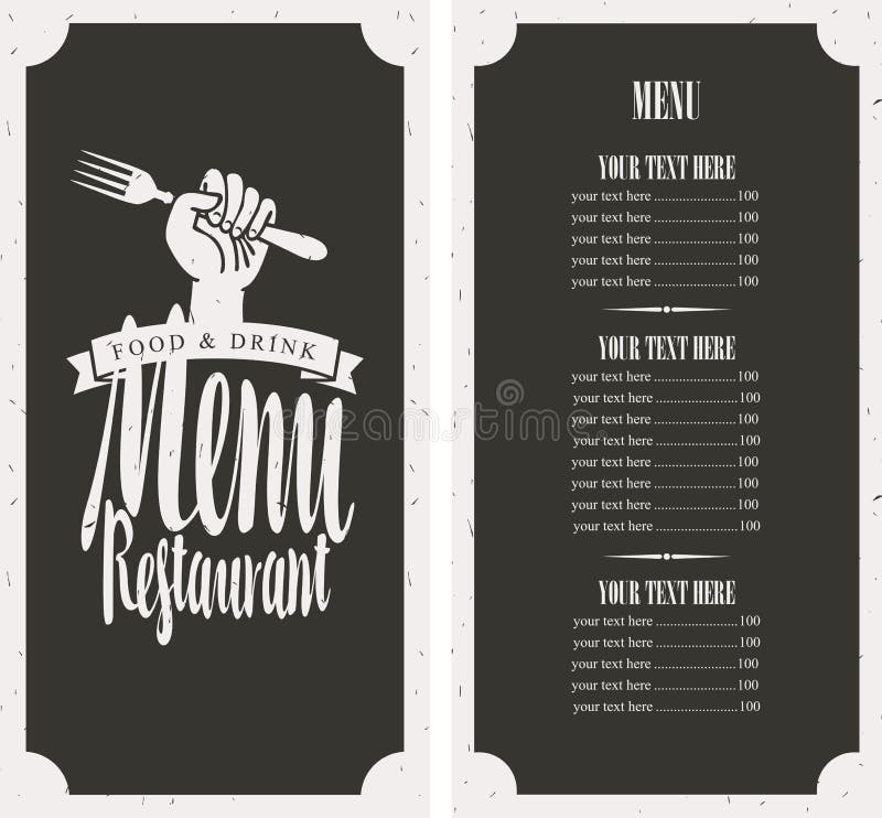 Menu with Hand, Tray, Still Life and Pigs Head Stock Vector ...