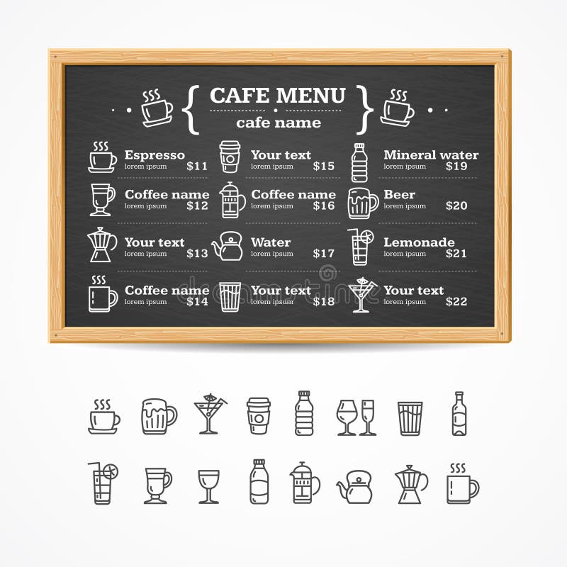 Menu Black Board Vector. Space for Cafe or Restaurant Menu. Realistic ...