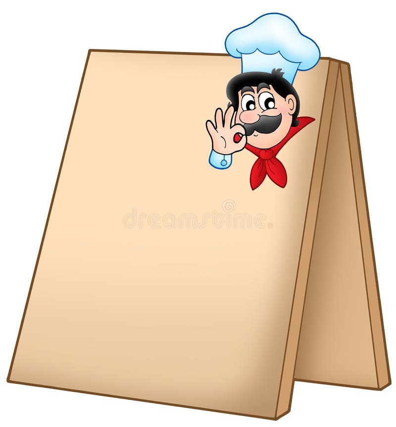 Menu Board with Cartoon Chef Stock Illustration - Illustration of ...