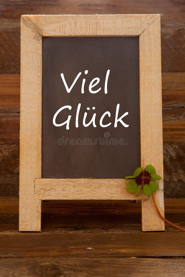 Menu Board with Good Luck Message in German Stock Image - Image of leaf ...