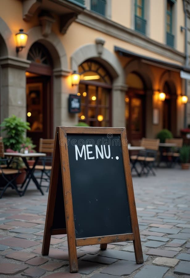 Menu Board Sign in Front of a Restaurant. Stock Illustration ...