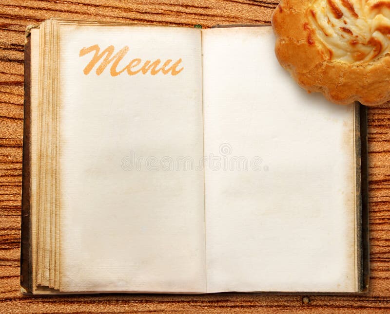 Menu book with cake stock image. Image of blank, rough - 54136261