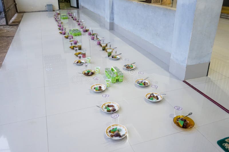 The Menu for Breaking the Fast Can Be Seen on the Terrace of the Mosque ...
