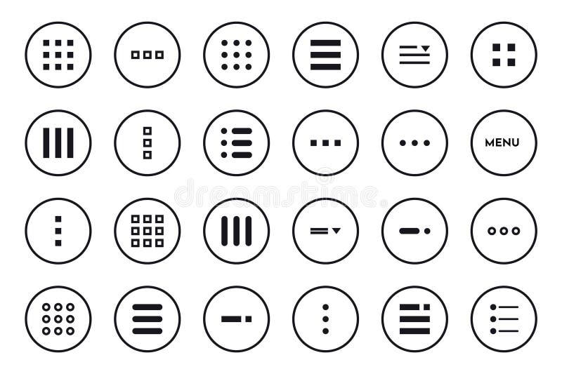 Menu Button Icon Set Symbol. Stock Vector - Illustration of isolated ...