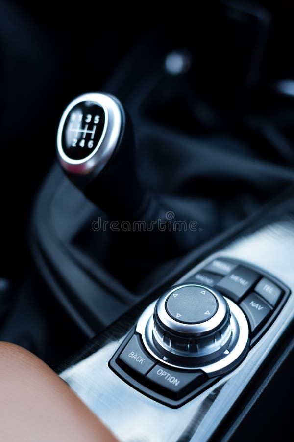 Menu Button and Shift Gear Stick Stock Photo - Image of interior ...