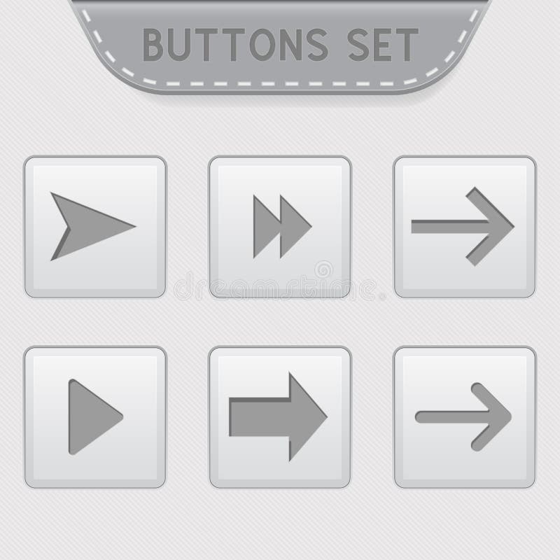 Menu Buttons with Arrows. White 3d Interface Icons Stock Vector ...