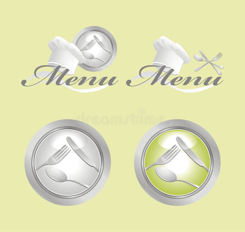 Menu buttons and icons stock vector. Illustration of cutlery - 28334120