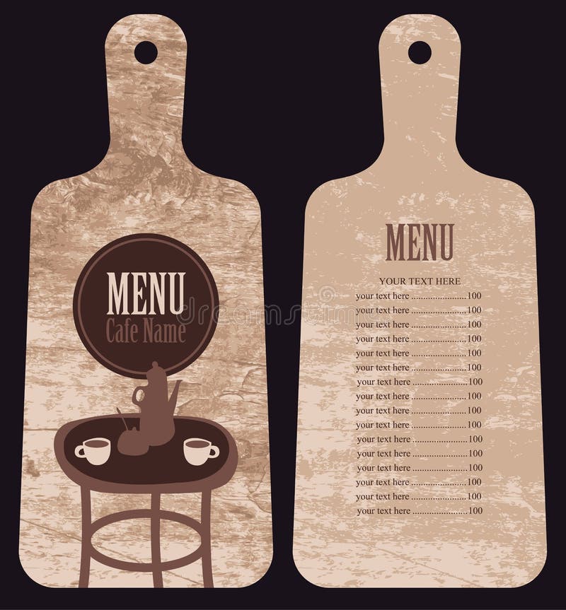 Menu for the Cafe in the Form Cutting Board Stock Vector - Illustration ...