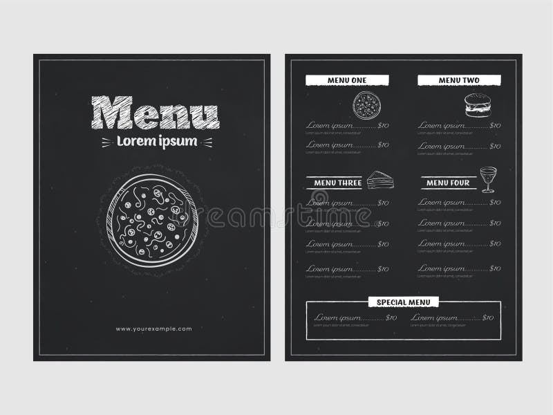 Menu Card Template or Flyer Design with Double-Side in Black Stock ...