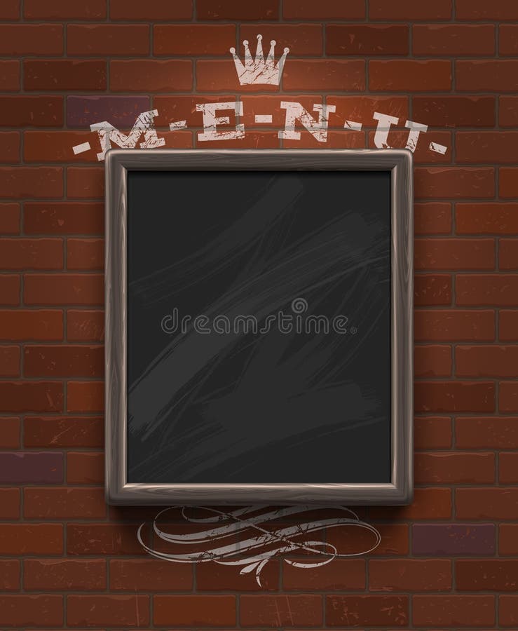 Menu Chalkboard in Wooden Frame Stock Illustration - Illustration of ...