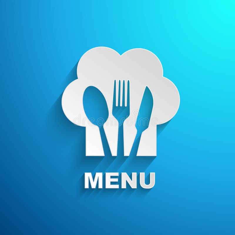 Fork and Chef Hat in Shape of Crown. Menu Cover Flat Design Stock ...