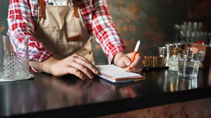 Menu and Cocktail Glass on the Bar Counter . Stock Photo - Image of ...
