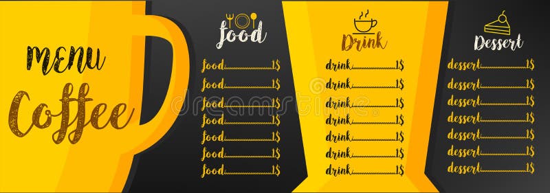 Menu Coffee Background Graphic Stock Vector - Illustration of party ...