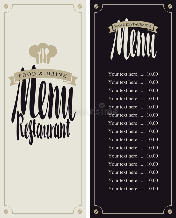 Menu Con Il Listino Prezzi Ed Il Toque Illustrazione Vettoriale ...