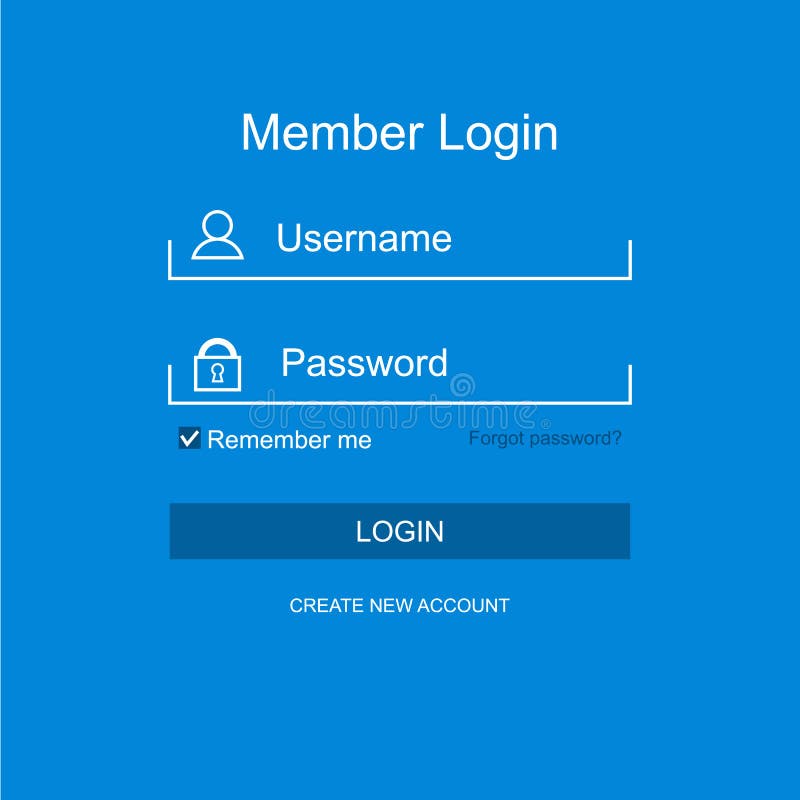 Menu De Forme De Login Avec La Ligne Simple Icônes Illustration de ...