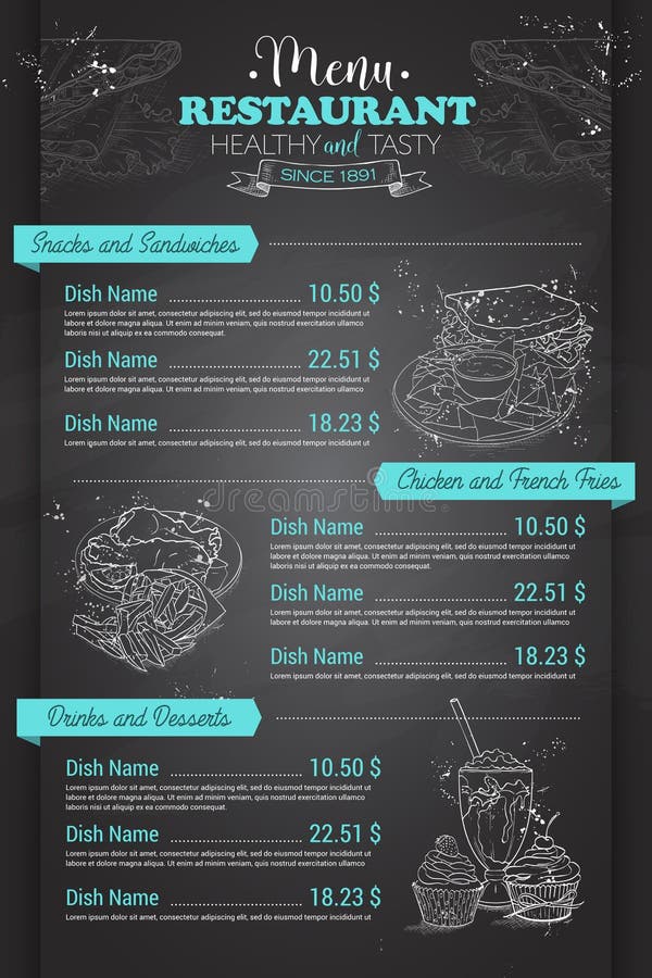 Menu De Verticale De Restaurant Illustration de Vecteur - Illustration ...
