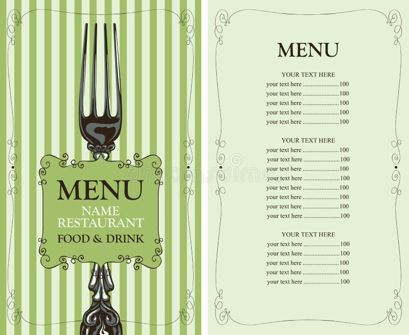 Menu Del Ristorante Con Il Listino Prezzi E La Forcella Illustrazione ...