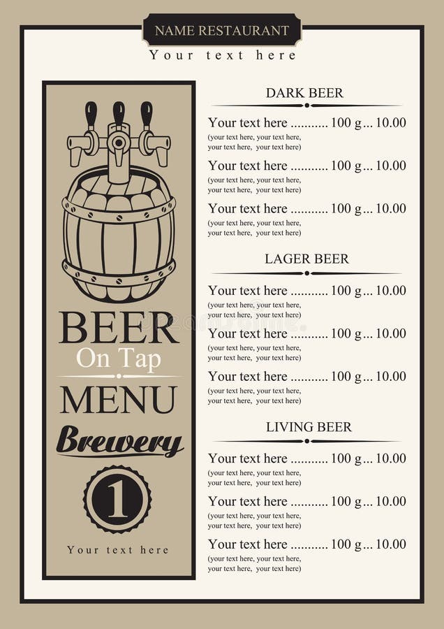 Menu Della Birra Alla Spina Illustrazione Vettoriale - Illustrazione di ...