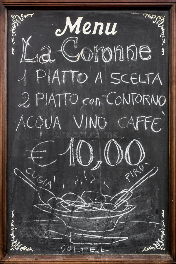 Lavagna Utilizzata Come Menu Immagine Stock - Immagine di bianco, copia ...