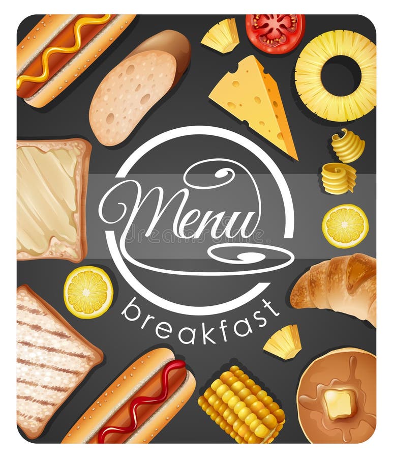 Menu Design for Breakfast with Different Food Stock Vector ...