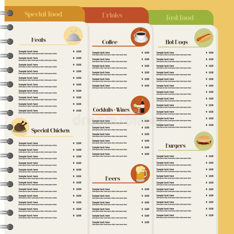 Menu design stock vector. Illustration of list, design - 61510089