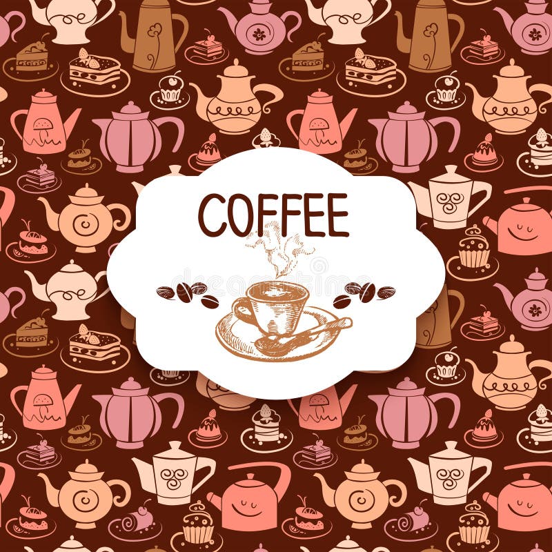 Menu Design with Hand Drawn Sketch Illustrations and Seamless Pattern ...