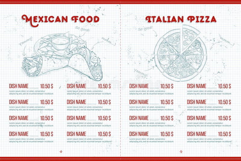 Menu design stock vector. Illustration of list, fries - 75117628