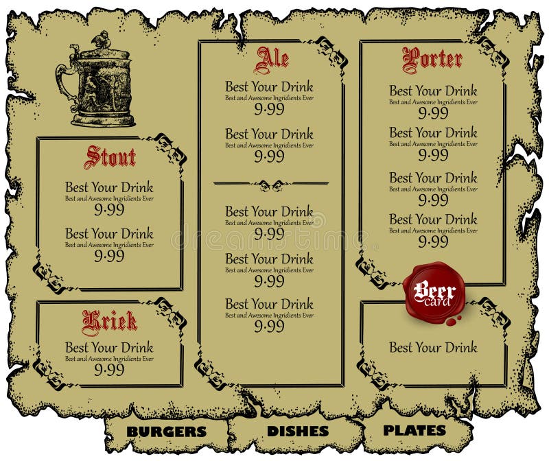 Menu design stock vector. Illustration of tankard, lager - 76997102