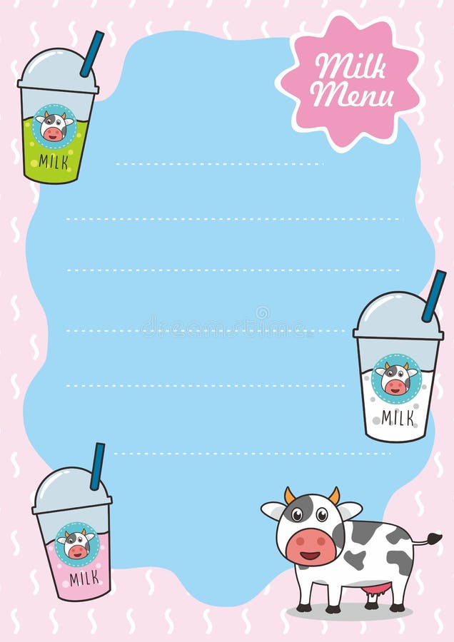 Menu Design Template for Milk Product Stock Vector - Illustration of ...