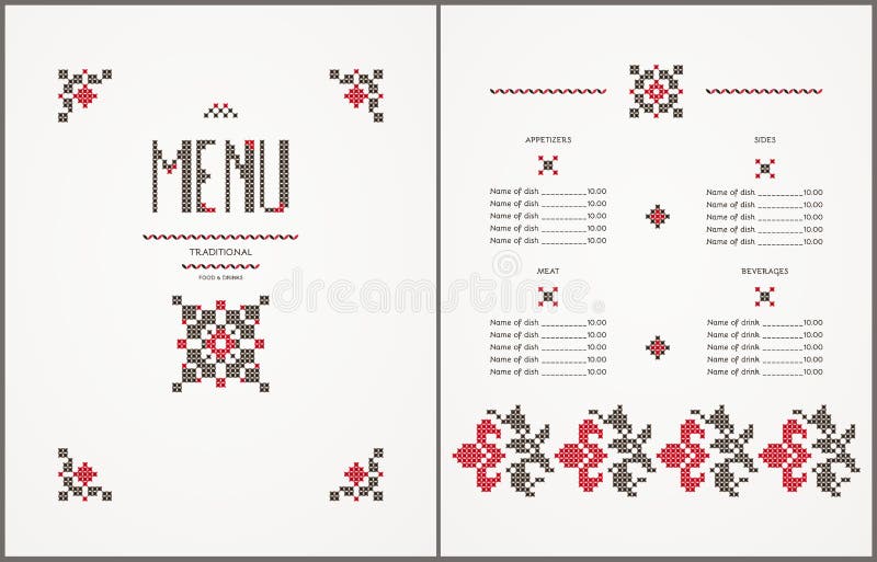Menu Design- Traditional Embroidered Elements Stock Vector ...