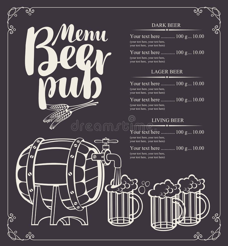 Menu Do Bar Da Cerveja Com Uma Tabela De Preços No Estilo Retro ...
