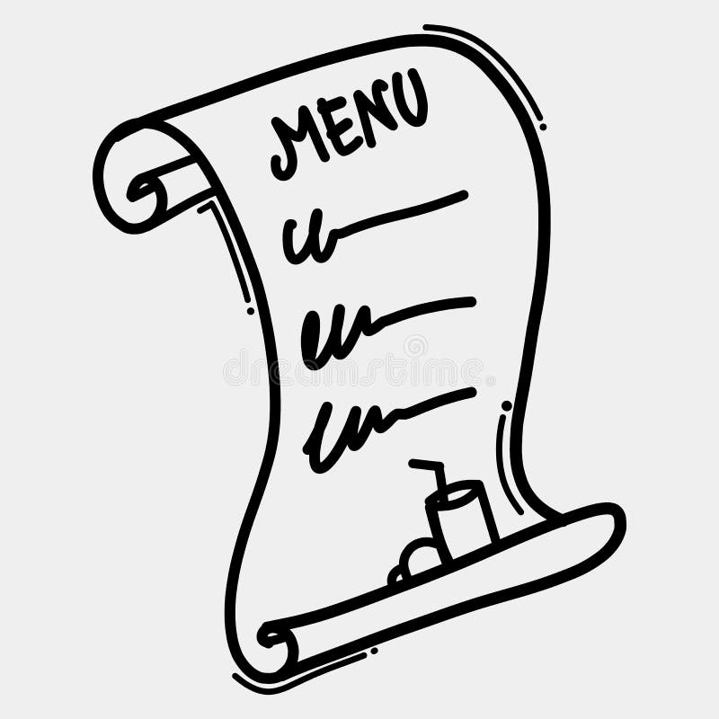 Menu Doodle Vector Icon. Drawing Sketch Illustration Hand Drawn Line ...