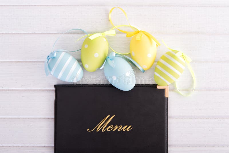 Menu with easter eggs stock photo. Image of gourmet, festive - 86680962