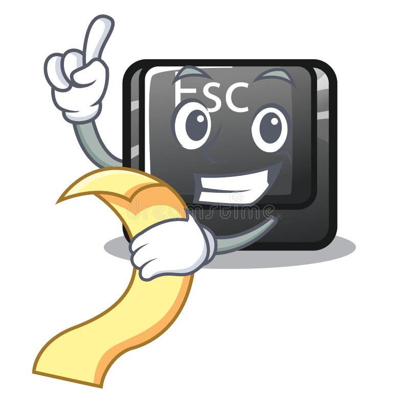 With Menu Esc Button Attached To Cartoon Keyboard Stock Vector
